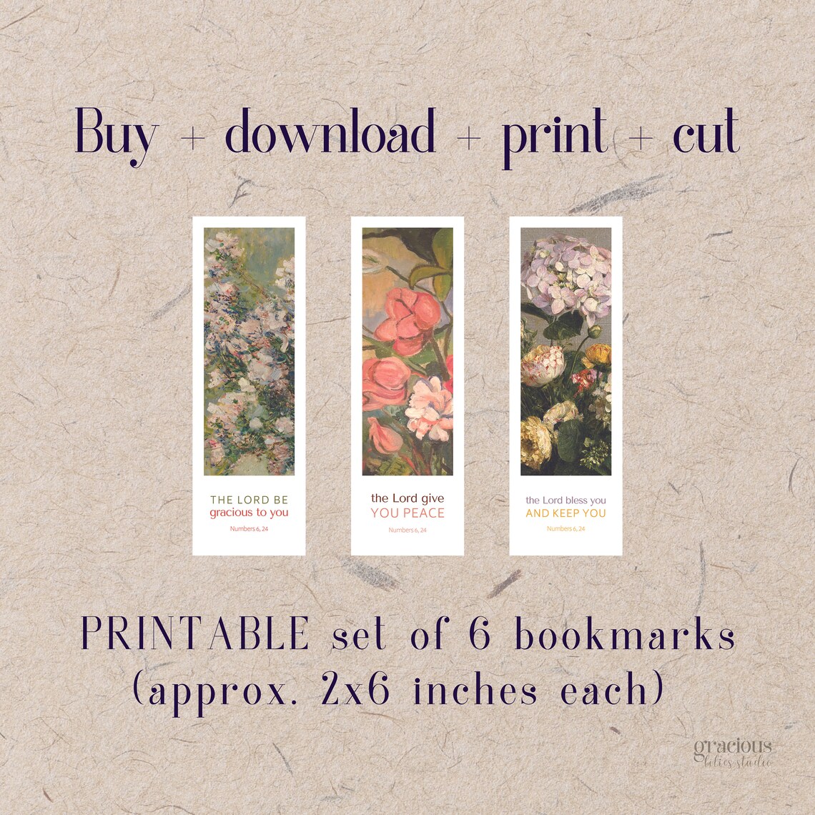 Printable Bookmarks Psalms Blessings Flower Painting Set - Etsy