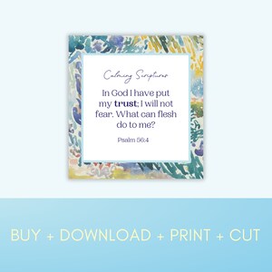 Printable Bible Verses, Calm, Watercolor Painting, Set of 12 Cards ...