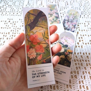 Printable Bookmarks, Psalms, Blessings, Flower Painting, Set of 6, Book ...
