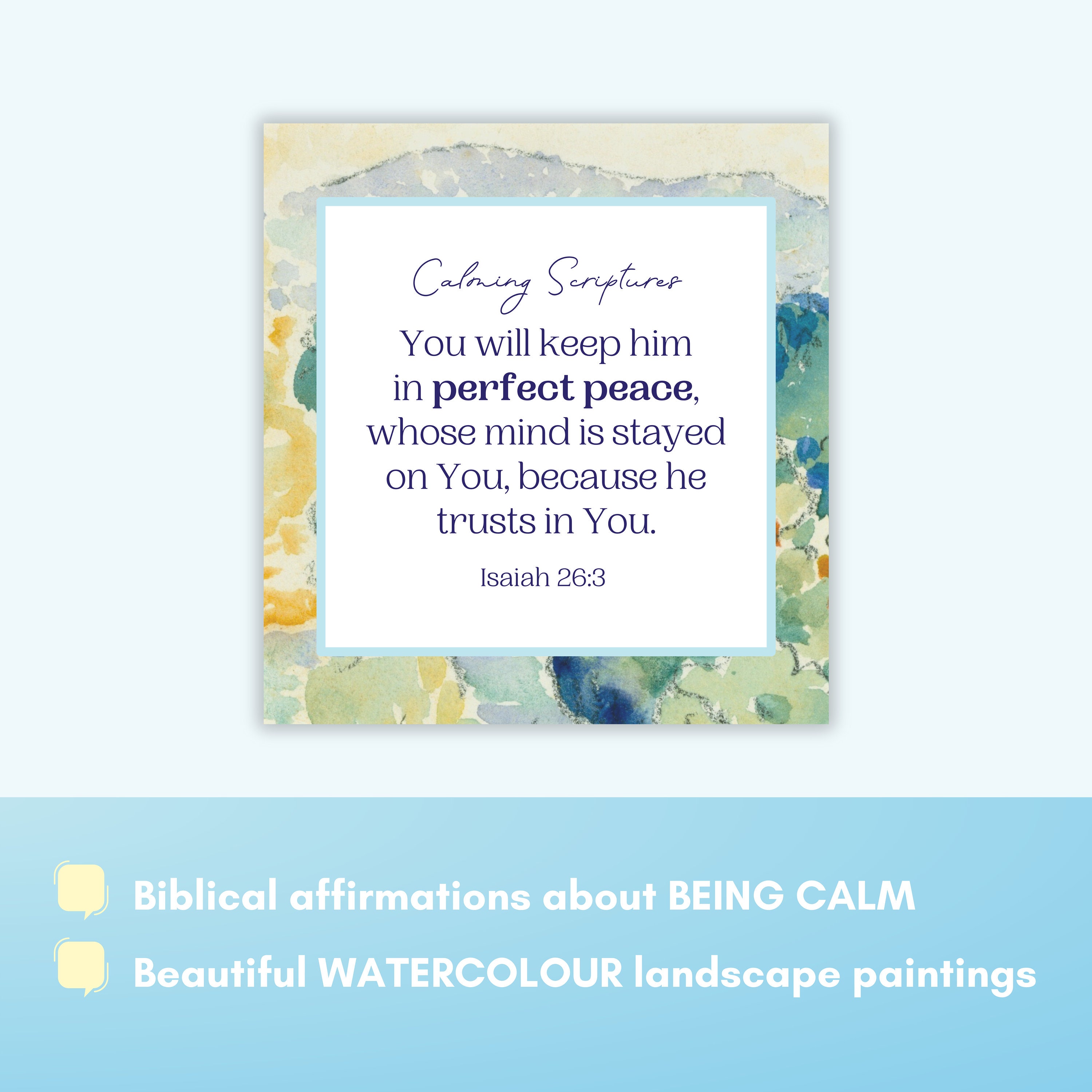 Printable Bible Verses Calm Watercolor Painting Set of 12 - Etsy