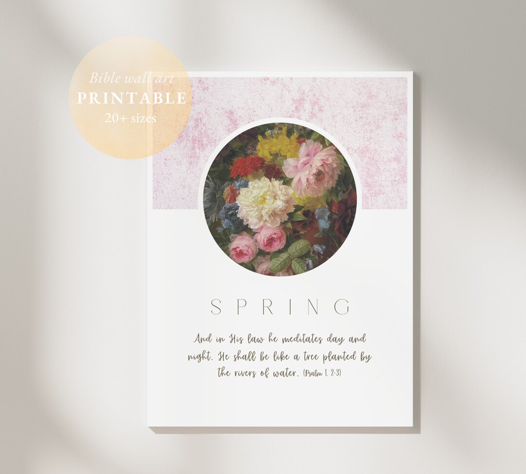 Spring Printable, Psalms, Vintage Bible Verse Print, Painting Bible ...