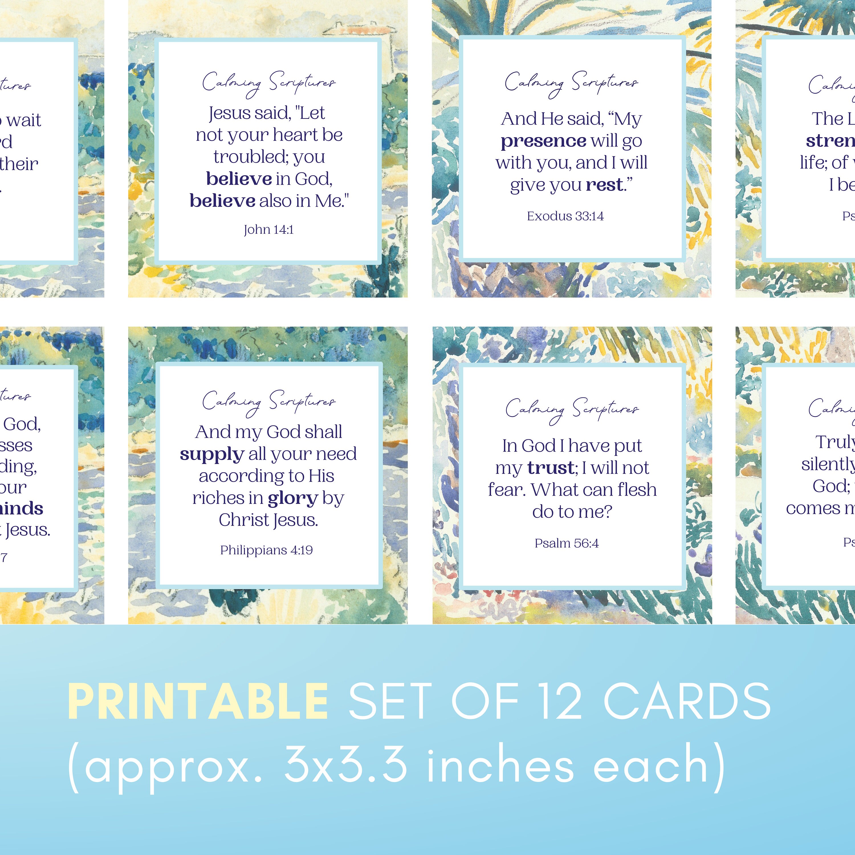 Printable Bible Verses Calm Watercolor Painting Set of 12 - Etsy
