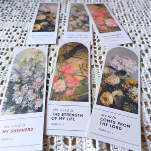 Printable Bookmarks, Psalms, Blessings, Flower Painting, Set of 6, Book ...