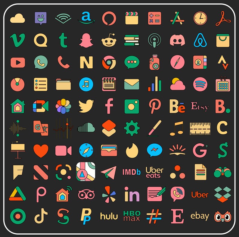 Ios 16 App Icon Pack With 100 Aesthetic Icons Ipad and - Etsy