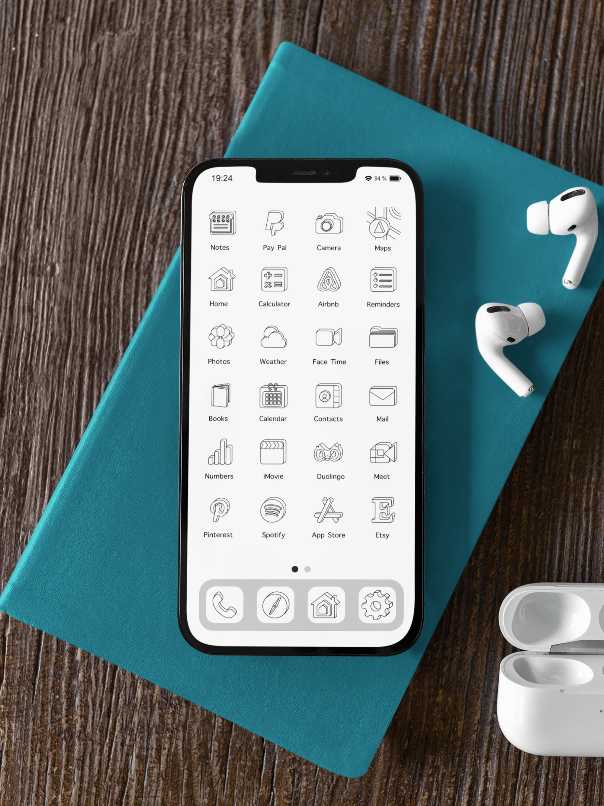 Black and White Ios 16 App Icon Pack With 100 Aesthetic App - Etsy