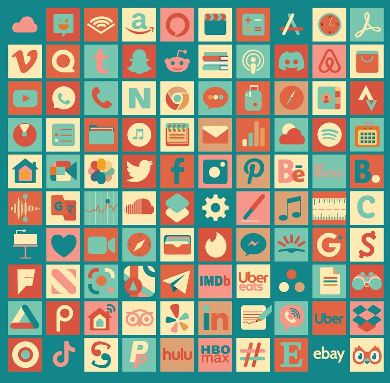 Retro Ios 16 App Icon Pack With 100 Aesthetic Icons iPhone and iPad ...