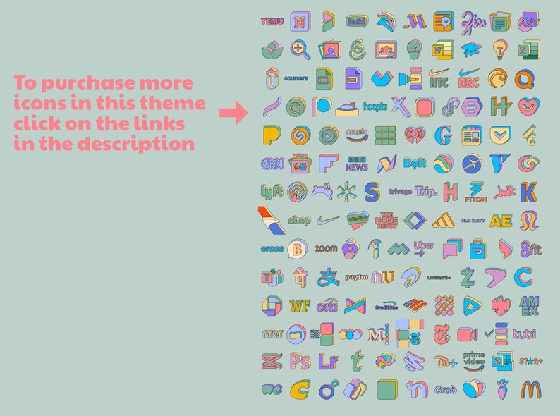 Colorful Ios 16 App Icon Pack With 50 Aesthetic Icons Ipad - Etsy