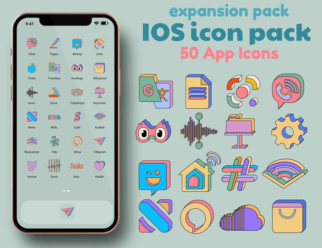 Expansion Pack: Colorful Ios 16 App Icon Pack With 50 Aesthetic Icons ...