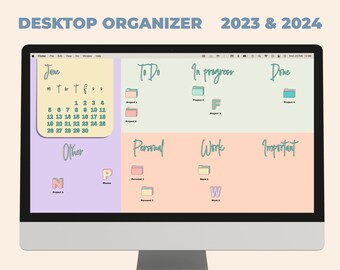 Desktop Organizer 2023-2024 Dark Minimalist Monthly Calendar Wallpaper ...