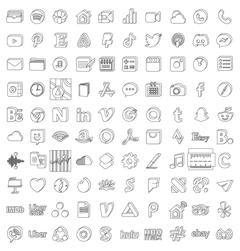 Black and White Ios 16 App Icon Pack With 100 Aesthetic App - Etsy