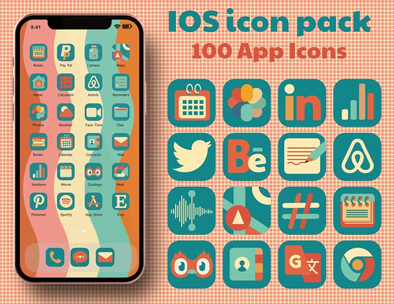 Retro Ios 16 App Icon Pack With 100 Aesthetic Icons iPhone and iPad ...