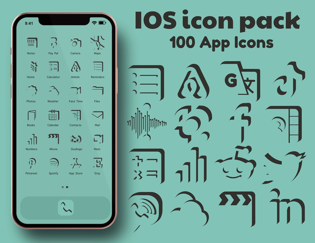 Green Ios 16 App Icon Pack With 100 Aesthetic Icons iPad and - Etsy