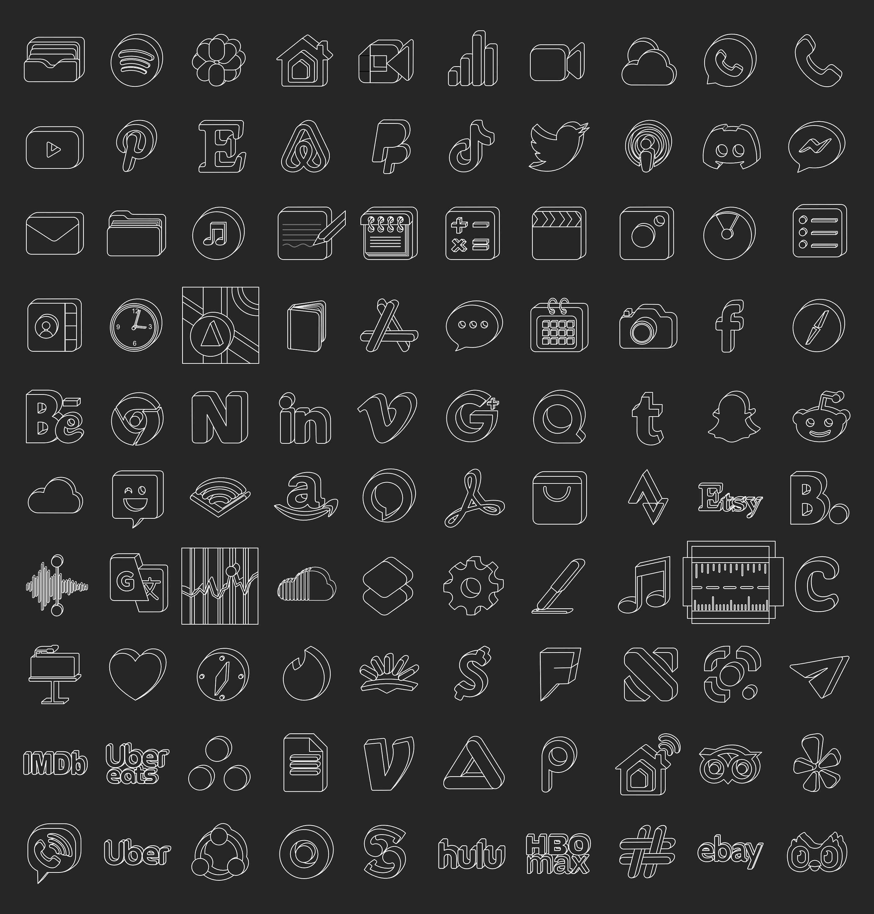 Black and White Ios 16 App Icon Pack With 100 Aesthetic App Icons iPad ...