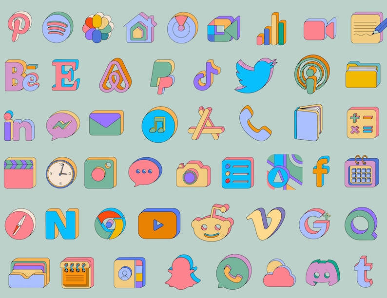 Colorful Ios 16 App Icon Pack With 50 Aesthetic Icons Ipad - Etsy