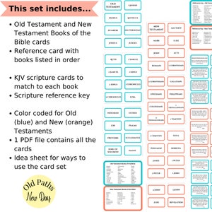 Books of the Bible Flashcards With KJV Memory Verse Matching Set - Etsy