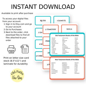 Books of the Bible Flashcards With KJV Memory Verse Matching Set - Etsy