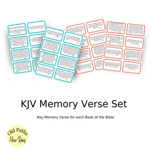 Books of the Bible Flashcards With KJV Memory Verse Matching Set - Etsy