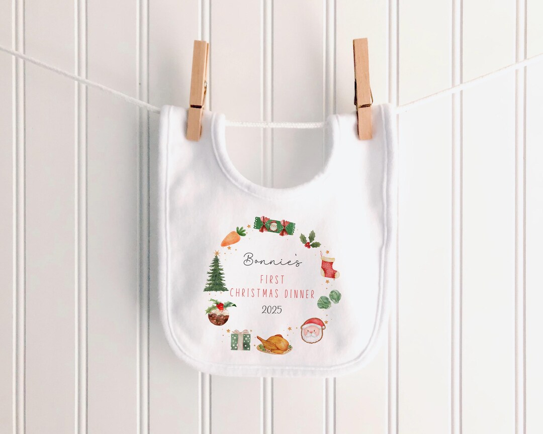 Personalised My First Christmas Dinner Bib, Baby 1st Xmas Dinner, Baby ...