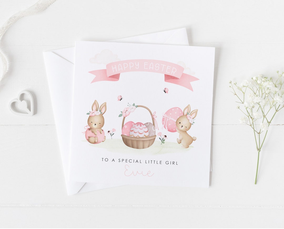Personalised Easter Bunny Card, Girls Easter Card, Daughter ...
