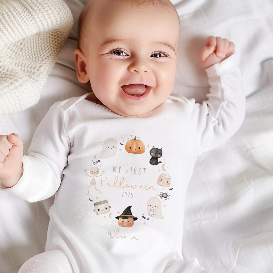 Personalised First Halloween Sleepsuit, Baby 1st Halloween Outfit, Baby ...