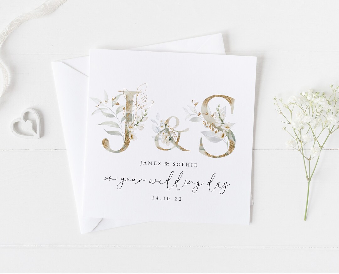 Personalised Wedding Card, Initial Monogram Bride and Groom Card, Mr ...
