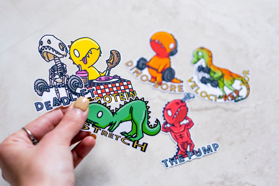GYM DINOS - 6 Matte Waterproof Dinosaur Exercise Weight Lifting ...