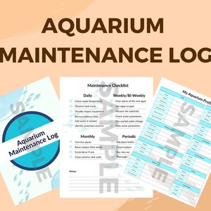 Aquarium Maintenance Log, Printable, Aquarium Log Book, Fish Care Book ...