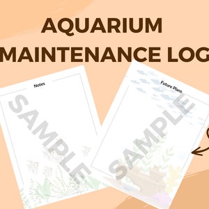 Aquarium Maintenance Log, Printable, Aquarium Log Book, Fish Care Book ...
