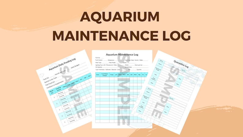 Aquarium Maintenance Log, Printable, Aquarium Log Book, Fish Care Book ...