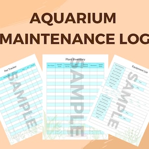 Aquarium Maintenance Log, Printable, Aquarium Log Book, Fish Care Book ...
