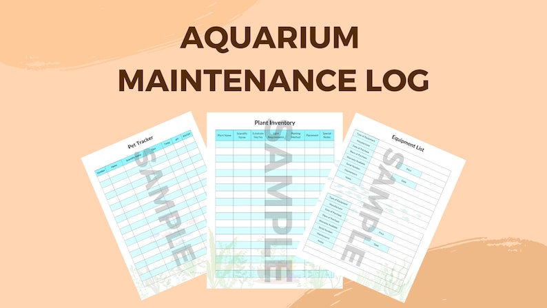 Aquarium Maintenance Log, Printable, Aquarium Log Book, Fish Care Book ...