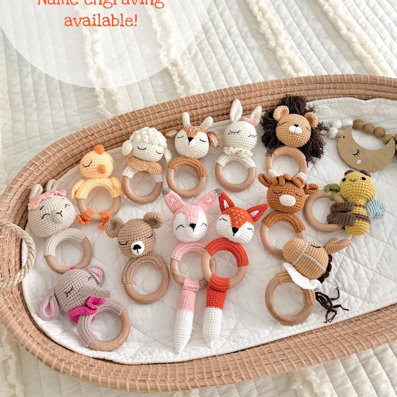 Baby Rattle Farm Animal - Etsy