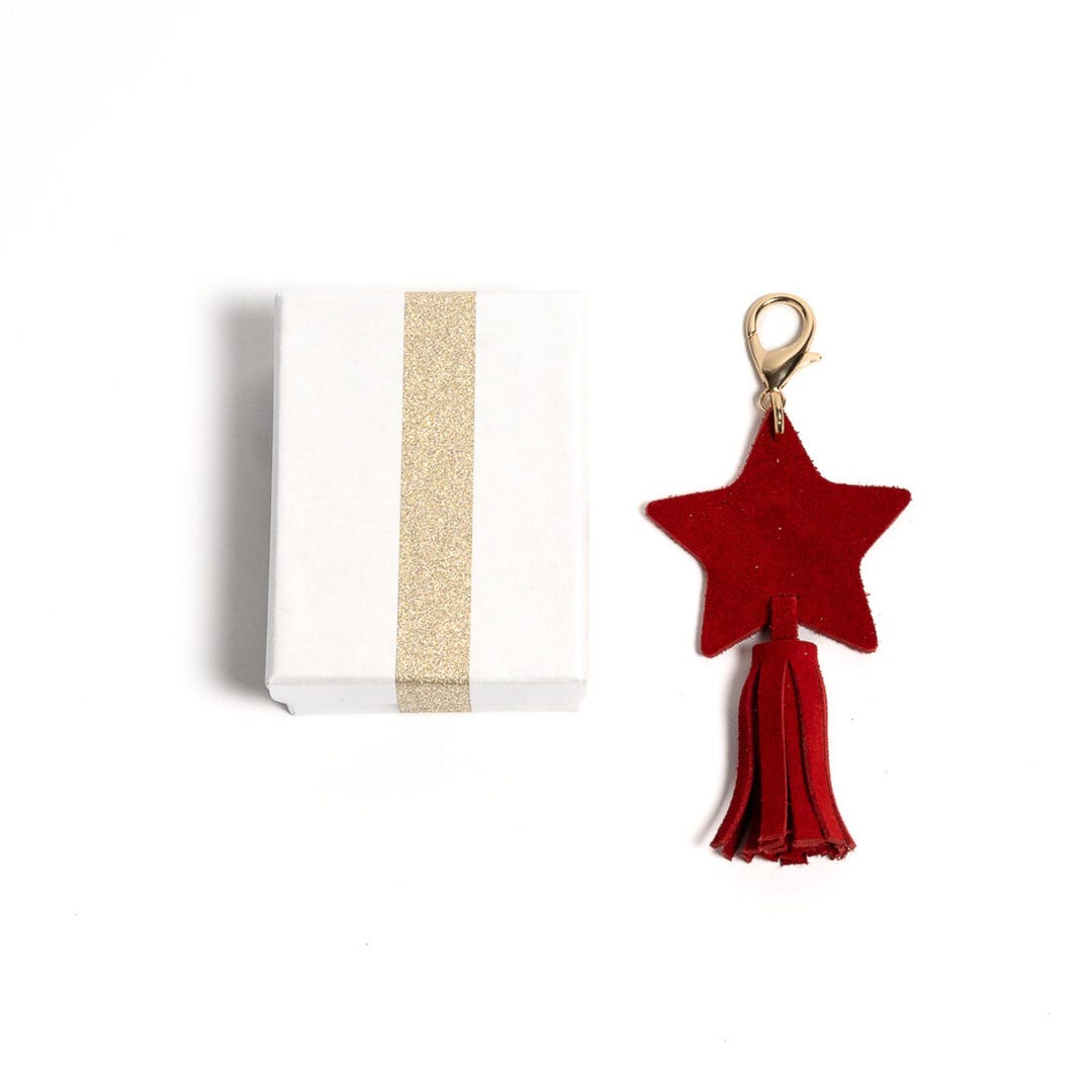 Star-shaped Bag Charm, Luxury Leather Keychain for Women, Christmas ...