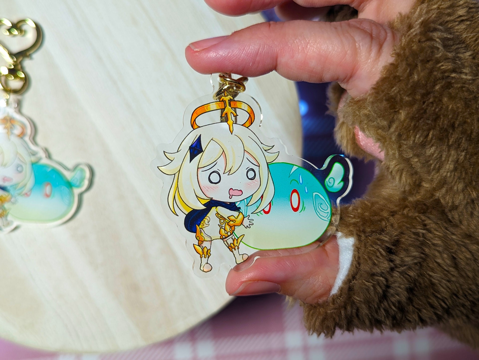 Keychain Genshin Impact Paimon With Slime Double-sided - Etsy