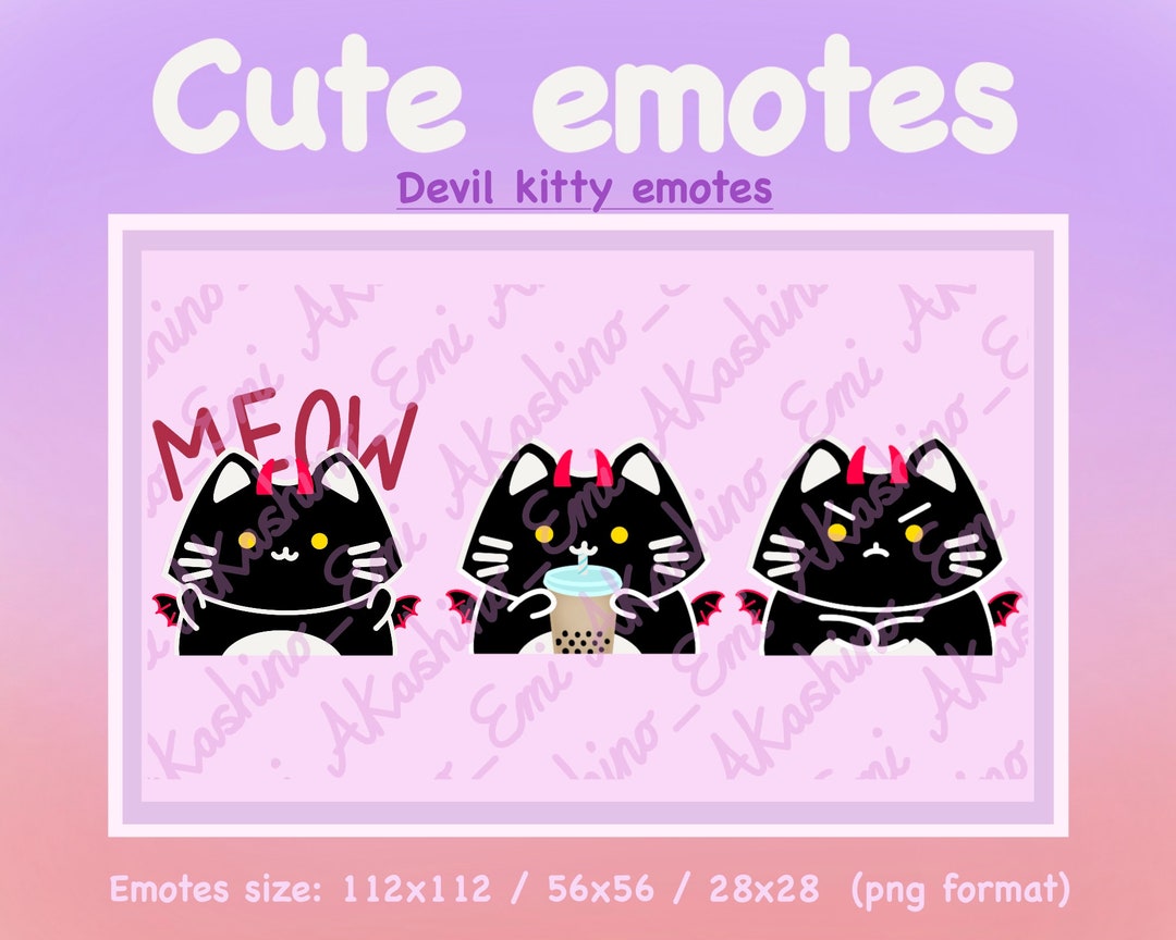Cute Devil Kitty Emotes (black Cat Emotes) for Twitch/discord - Etsy