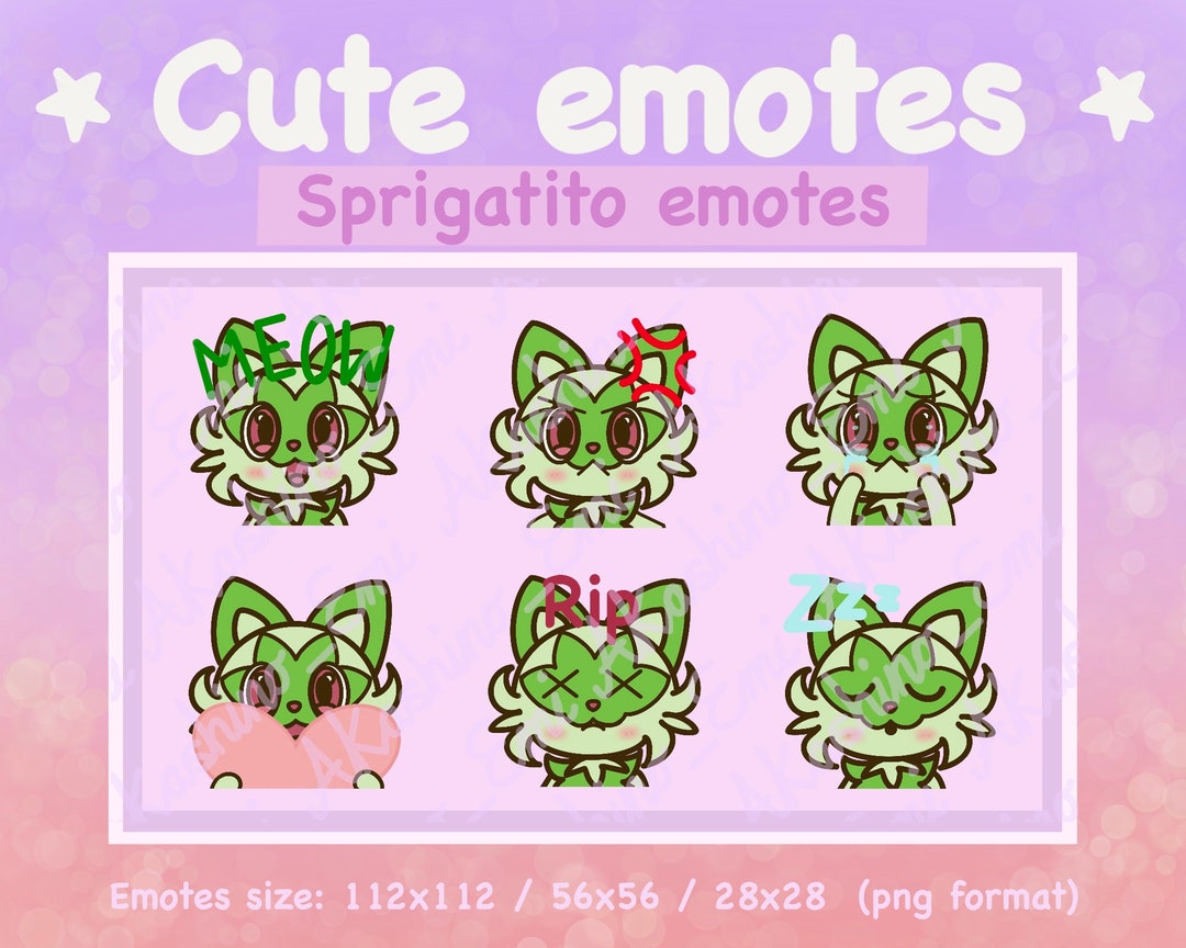 Cute Kitty Sprigatito Style Emotes for Twitch/ Discord - Etsy