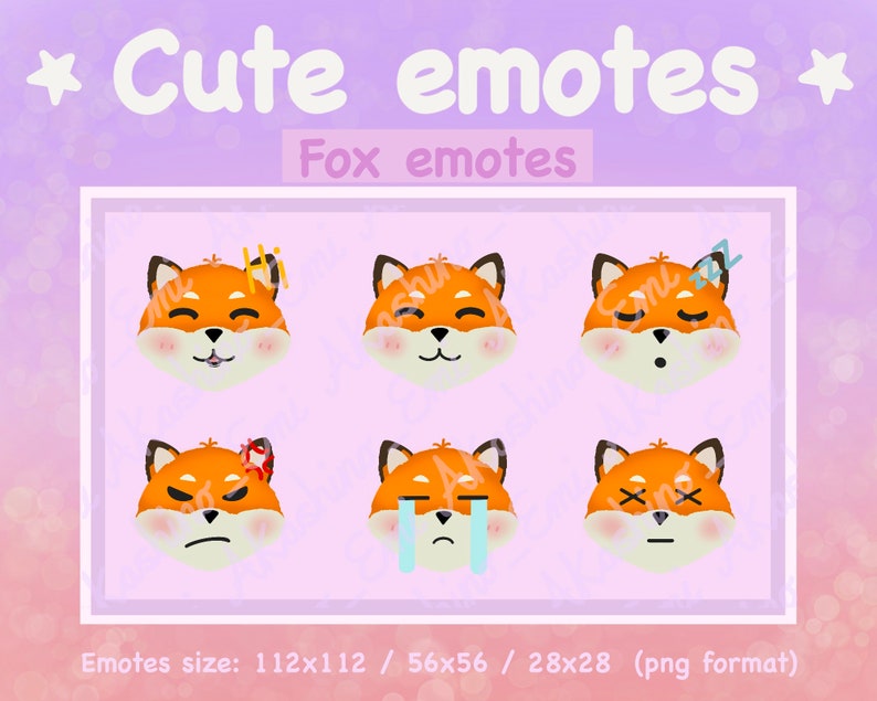 Cute Fox Emotes for Twitch Discord - Etsy