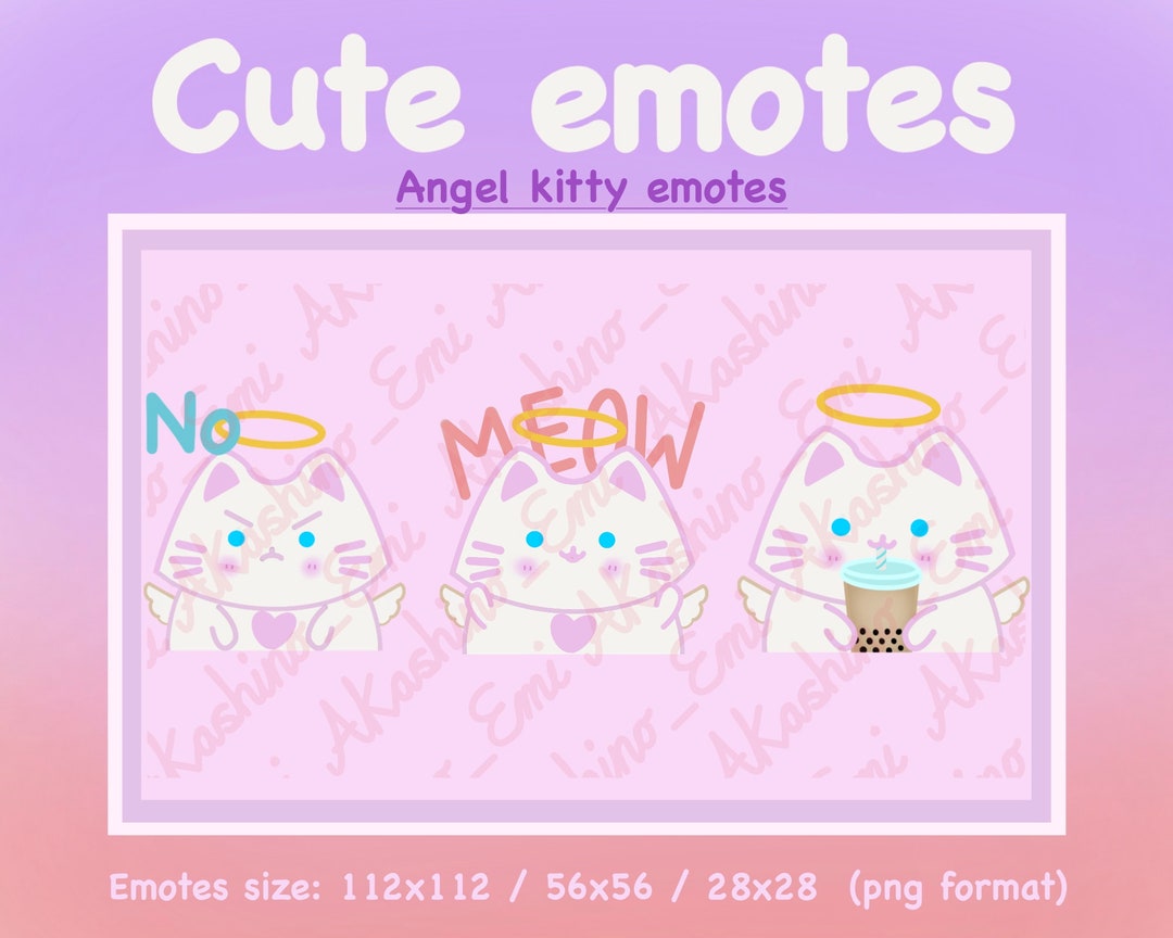 Angel Kitty Emotes (white) - Etsy