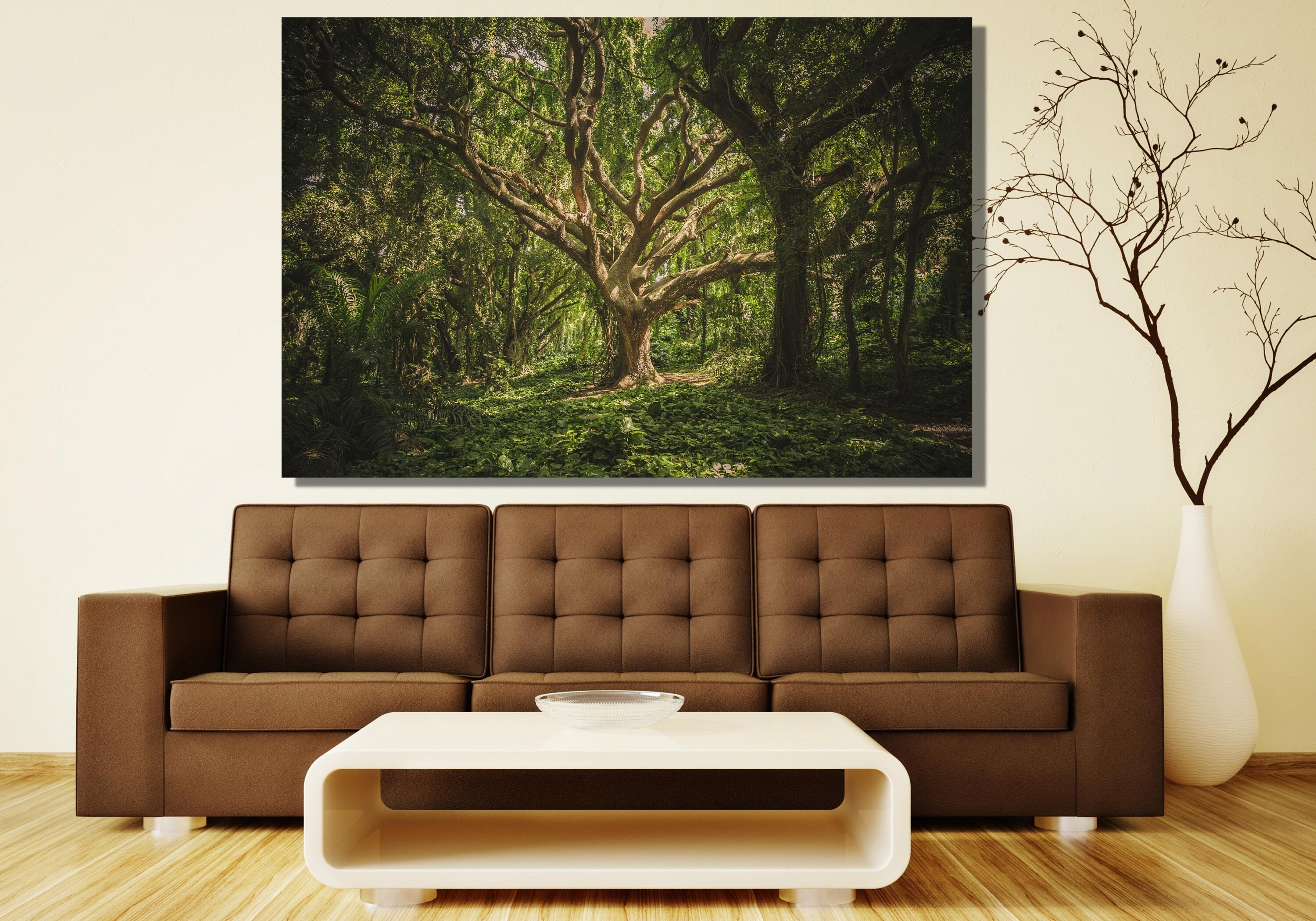 Forest Canvas Forest Tree Wall Art Green Forest Painting - Etsy