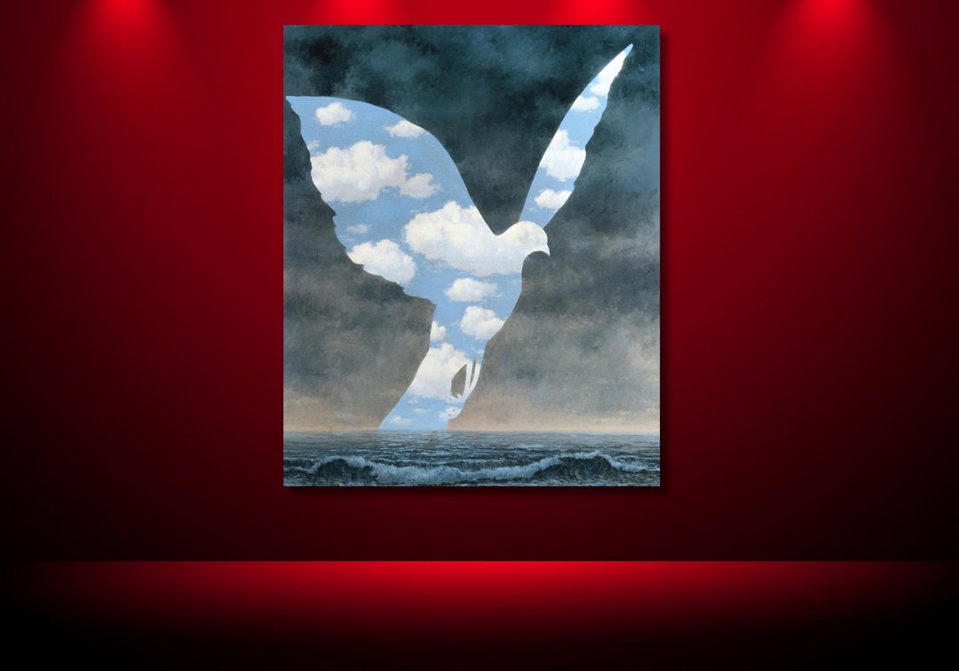 René Magritte Le Baiser Dove Modern Print Art Poster, René Magritte ...