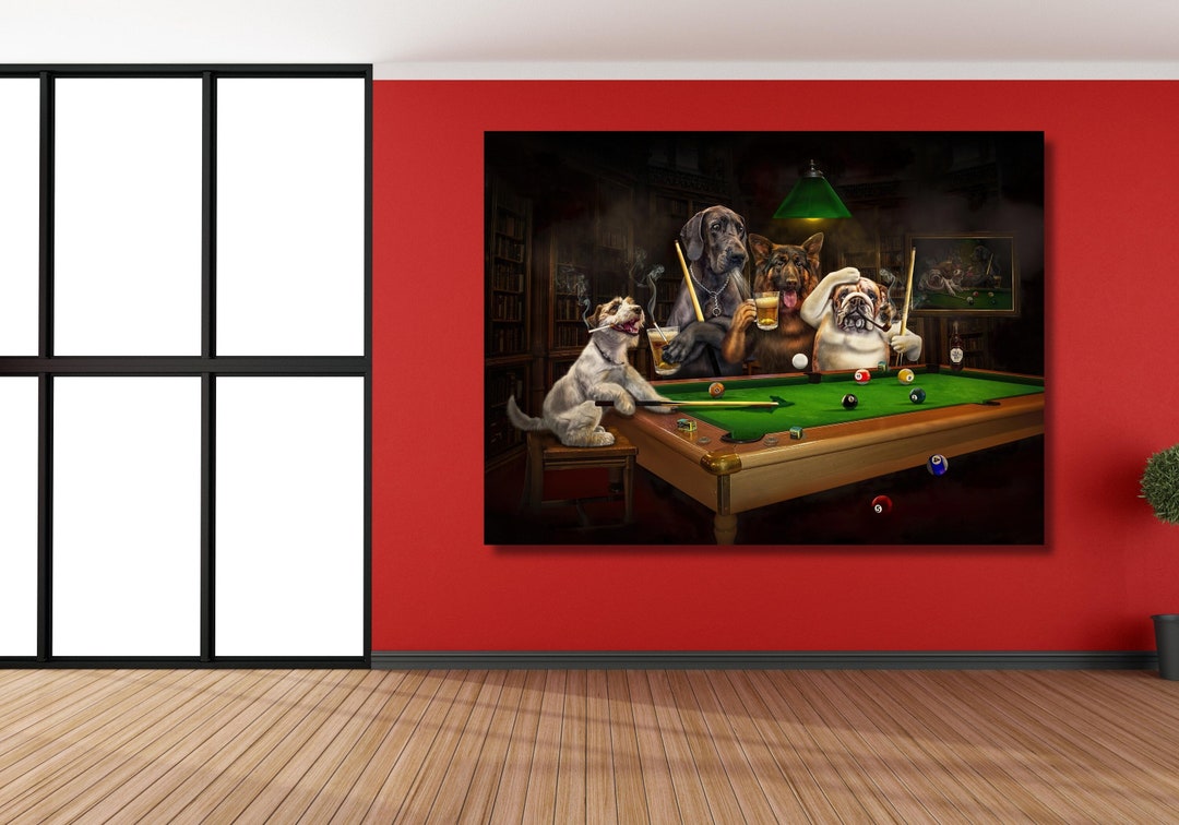 Dogs Playing Billiards Gift Paintings, Dogs Playing Billiards Canvas ...