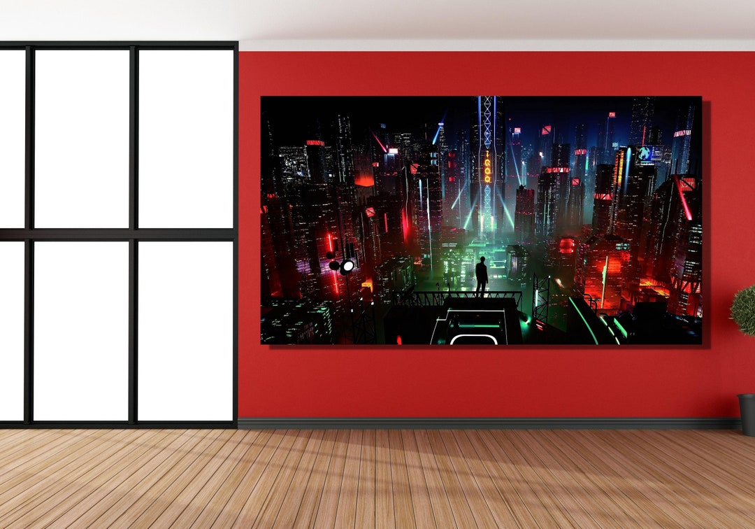 Cyberpunk City Canvas Wall Art,cyberpunk City Poster, Neo Futuristic ...