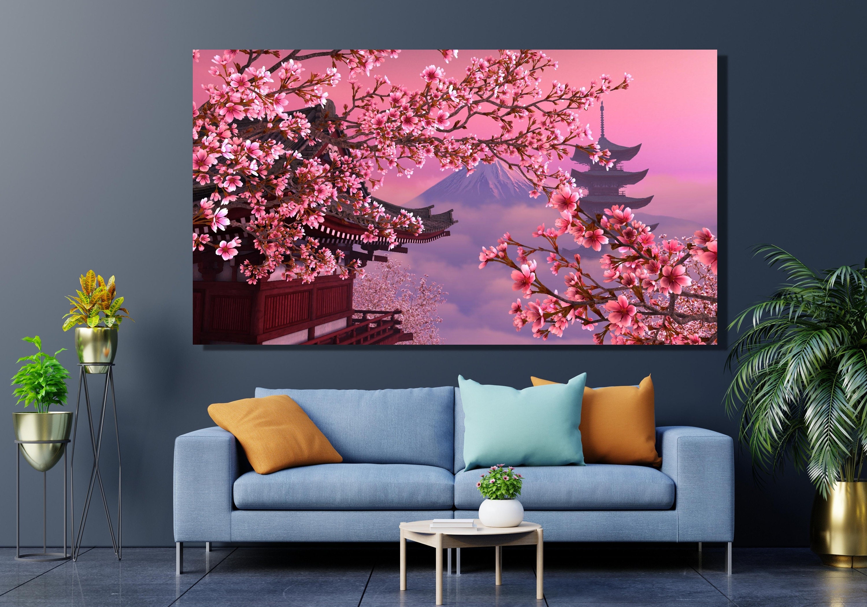 Japanese Sakura Cherry Blossom Wall Decor Canvas Cherry - Etsy