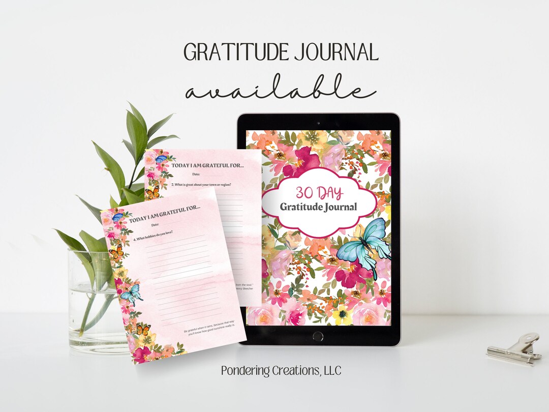 30 Day Gratitude Journal With Quotes | Digital Mindfulness Planner, A4 ...