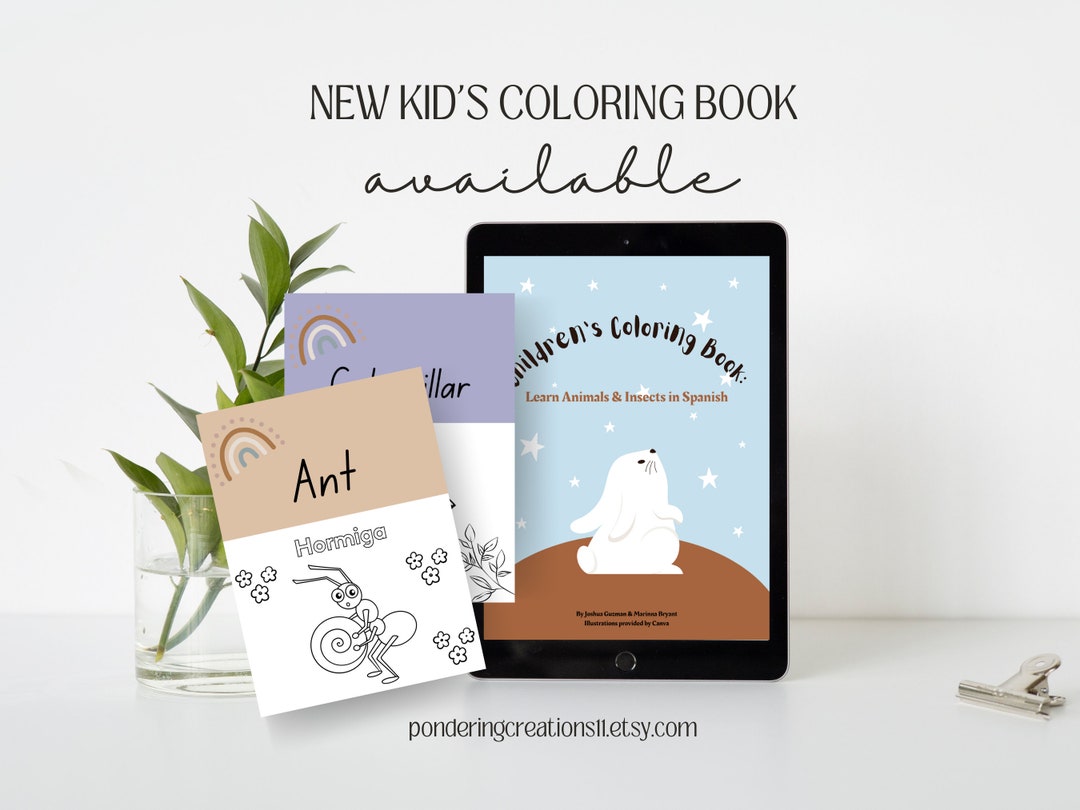 Children's Coloring Book: Learn Animals & Insects in Spanish | A4, A5 ...