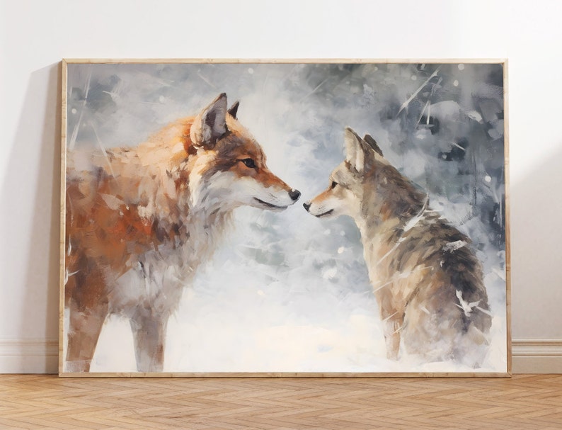 Winter Wolves Painting, Snowy Forest Landscape Art (digital Download ...