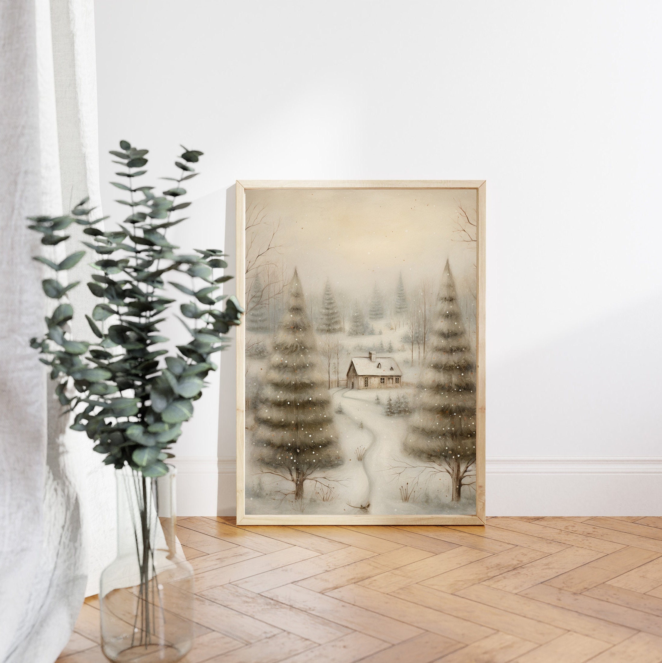 Christmas Winter Wonderland Print, Cabin Winter Decor, Winter Cabin ...