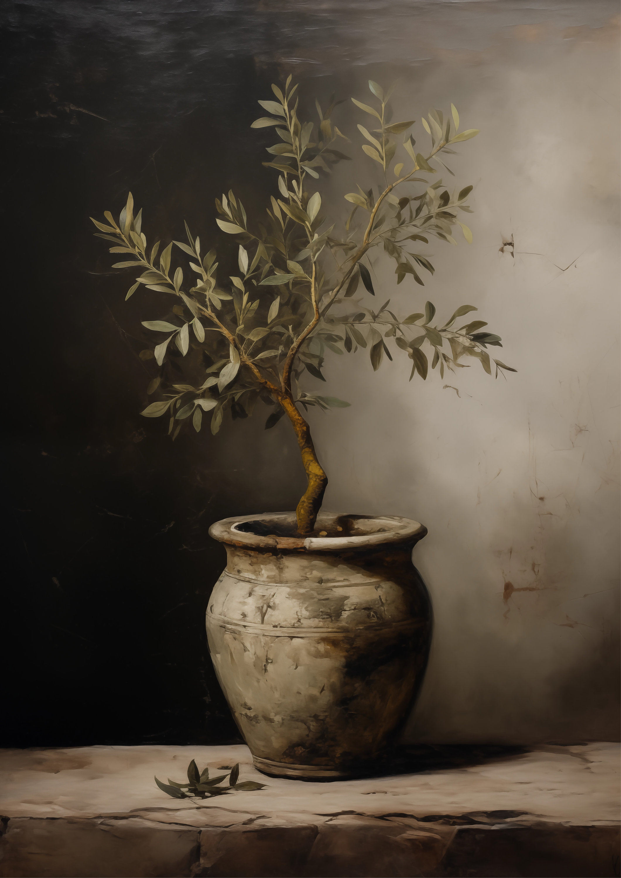 Olive Tree Painting PRINTABLE, Vintage Olive Plant Painting, Greece ...