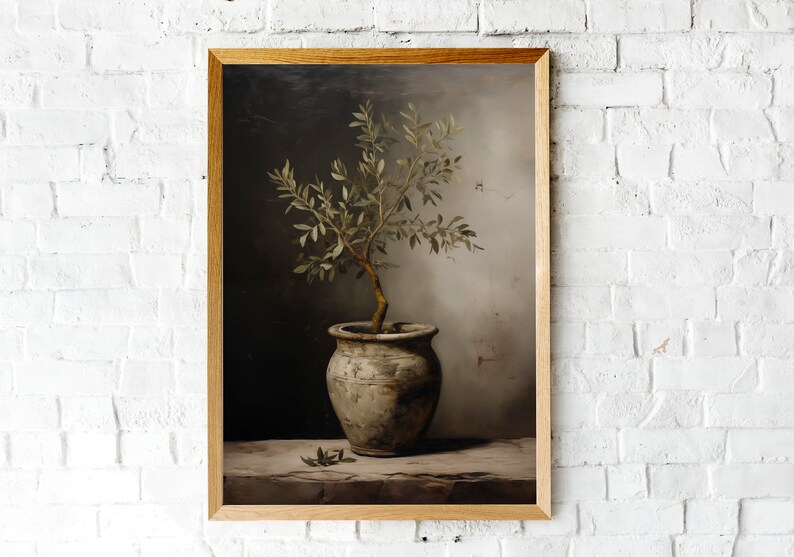 Olive Tree Painting PRINTABLE, Vintage Olive Plant Painting, Greece ...