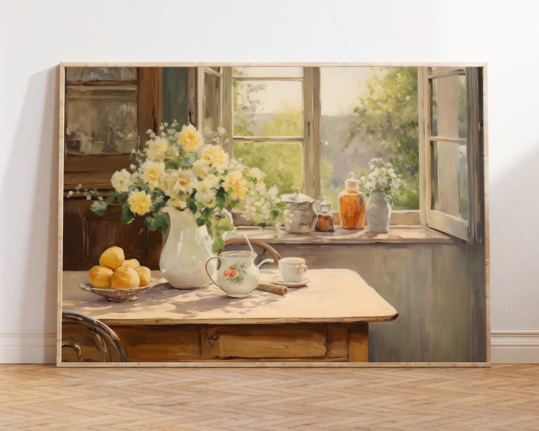 Vintage Kitchen Still Life Painting, Farmhouse Print, PRINTABLE Art ...